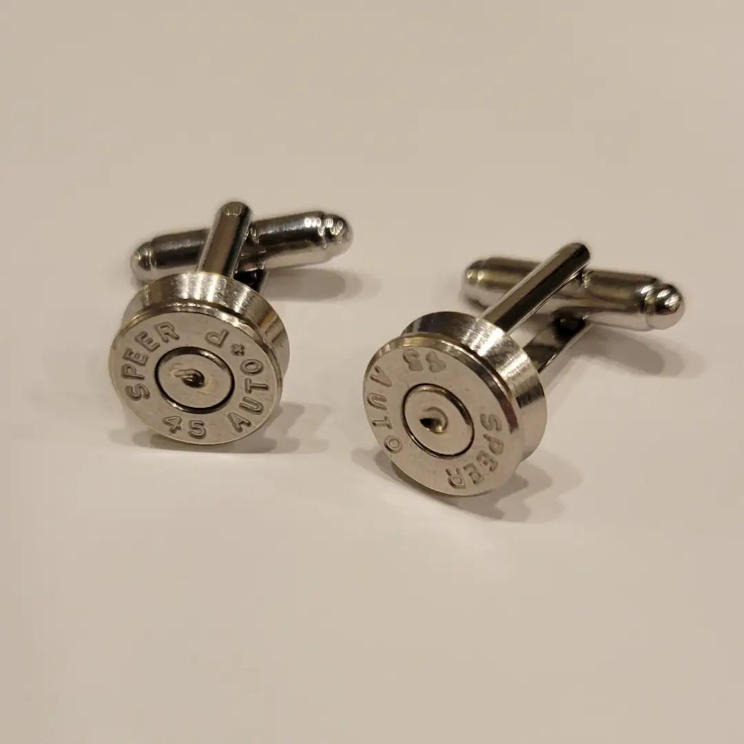 45 Caliber Nickel Bullet Casing Cufflinks — HittCraft Bullet Gifts