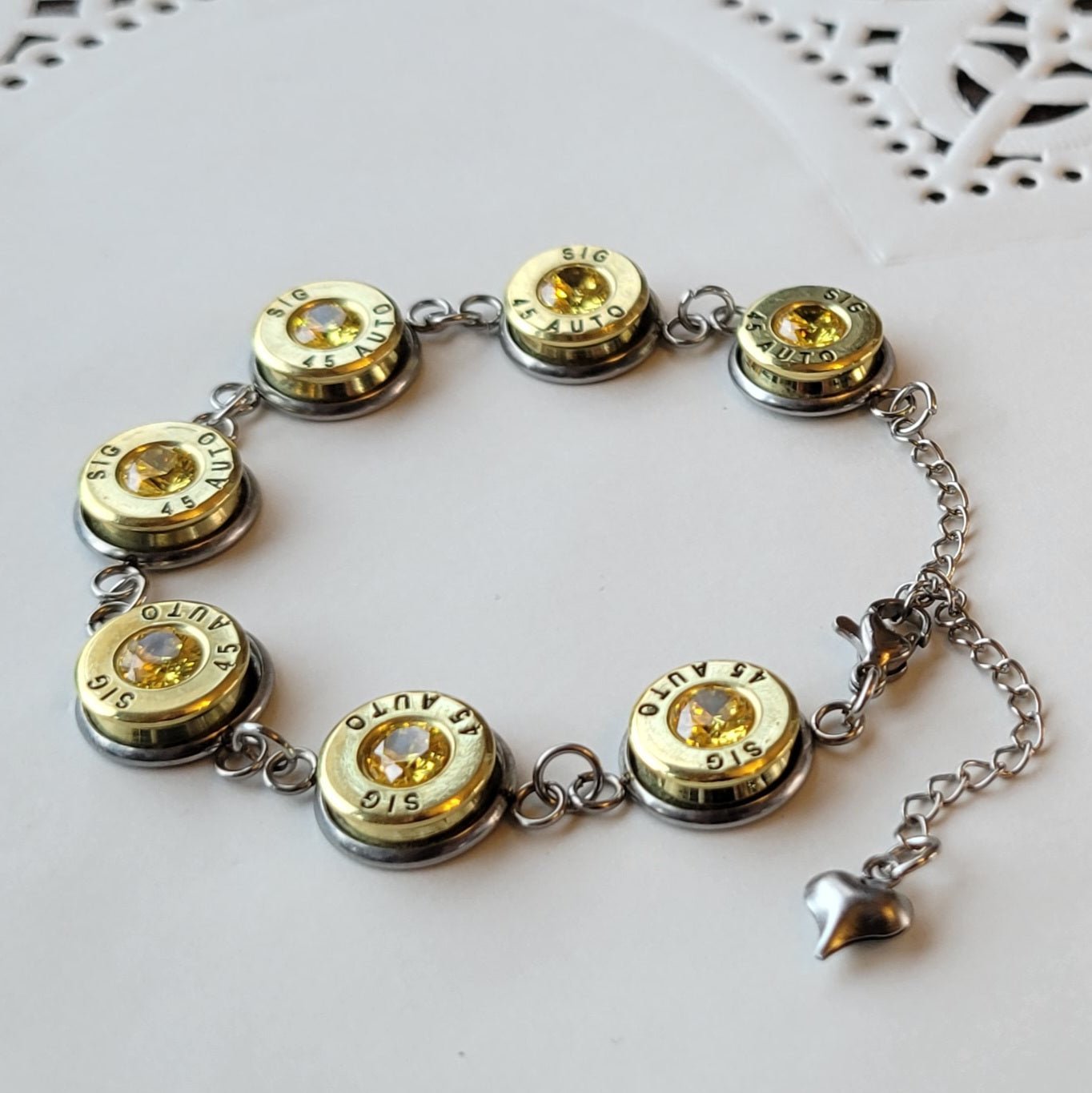 45 ACP Bullet Casing Gemstone Bracelet — HittCraft Bullet Gifts