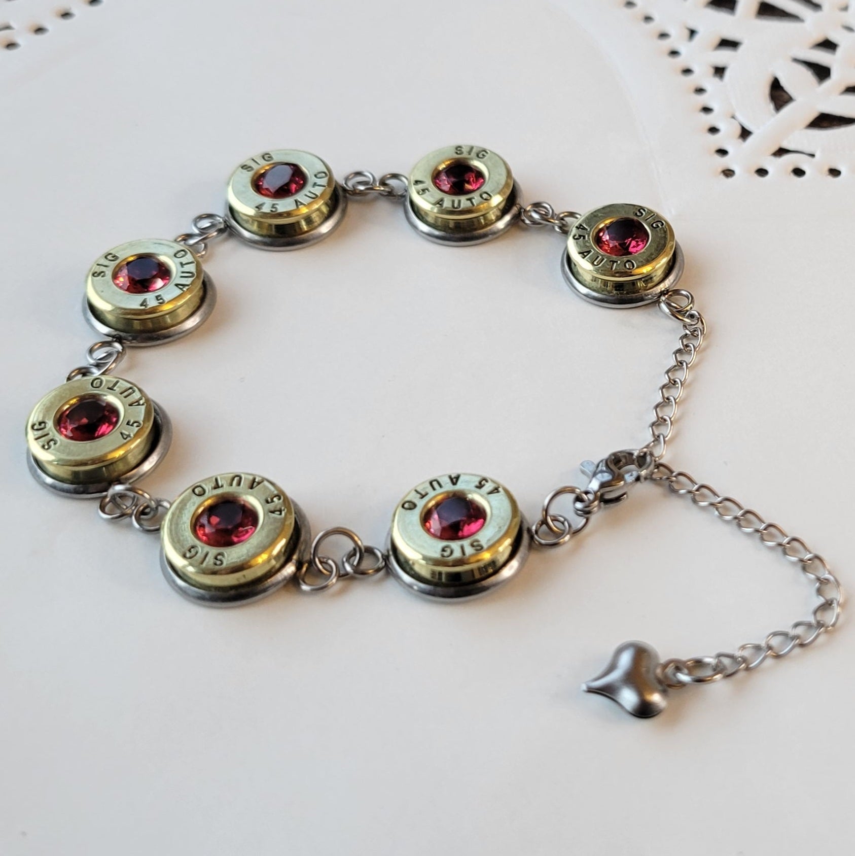 45 ACP Bullet Casing Gemstone Bracelet — HittCraft Bullet Gifts